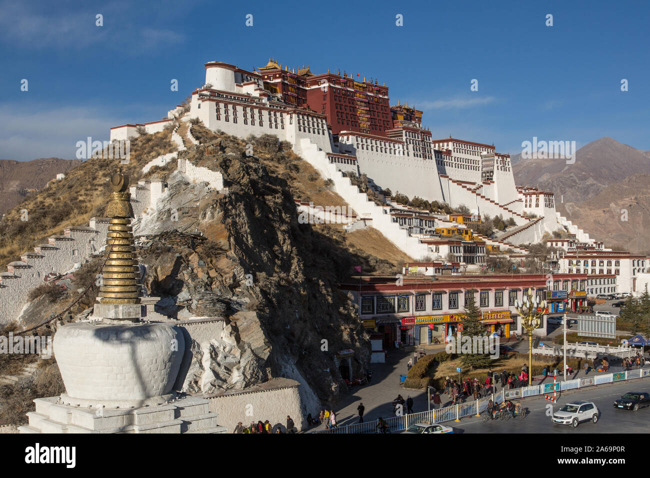 The Pardo Kaling chorten or stupa in front of the Potala Palace, former ...