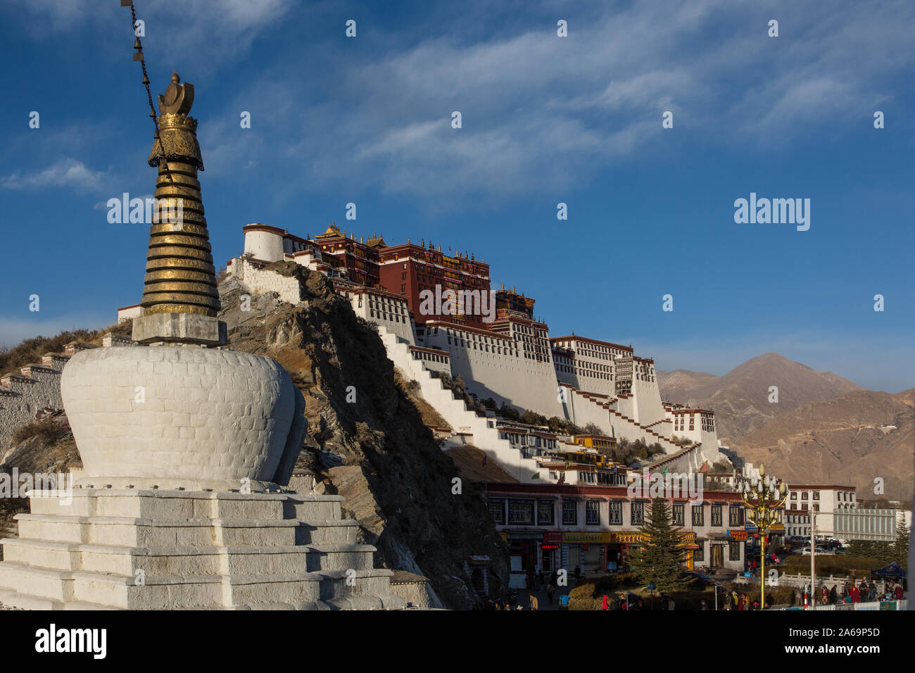 The Pardo Kaling chorten or stupa in front of the Potala Palace in ...