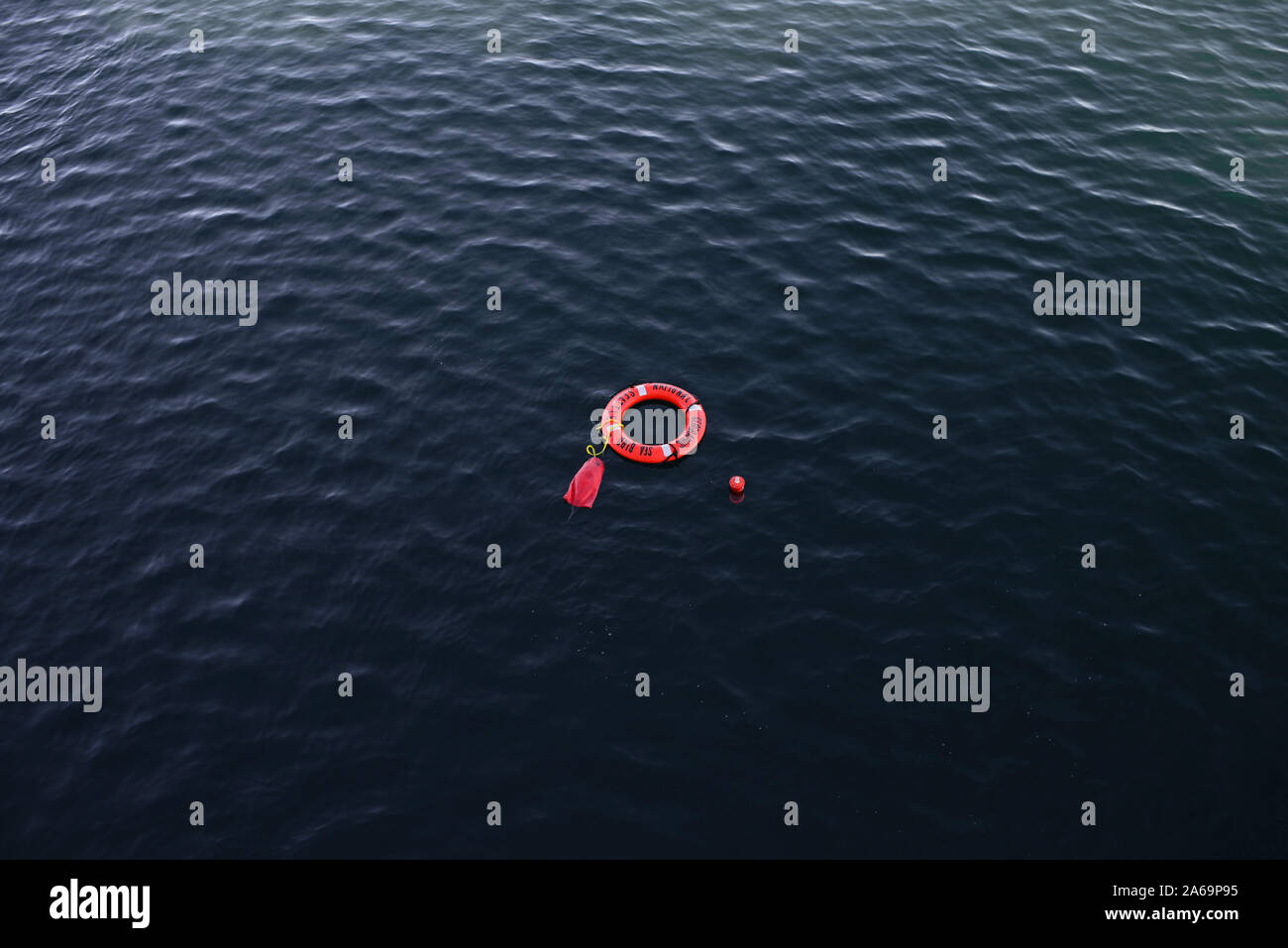 Lifesaver in water, view from boat, Baja California, Mexico Stock Photo ...