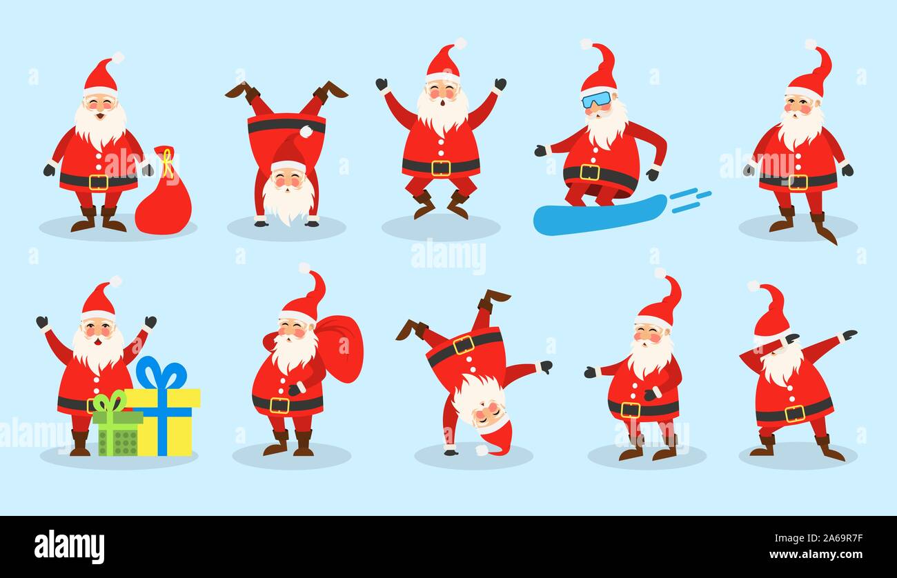 Set Santa Clauses. Christmas Funny Happy Characters - Illustration ...