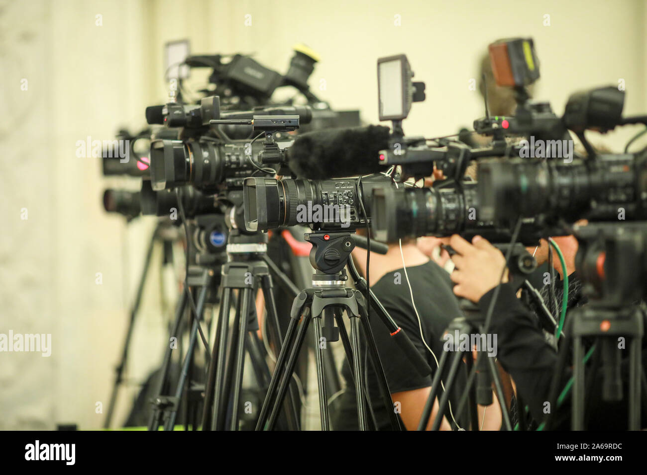 Details with television video cameras and recording equipment during a ...