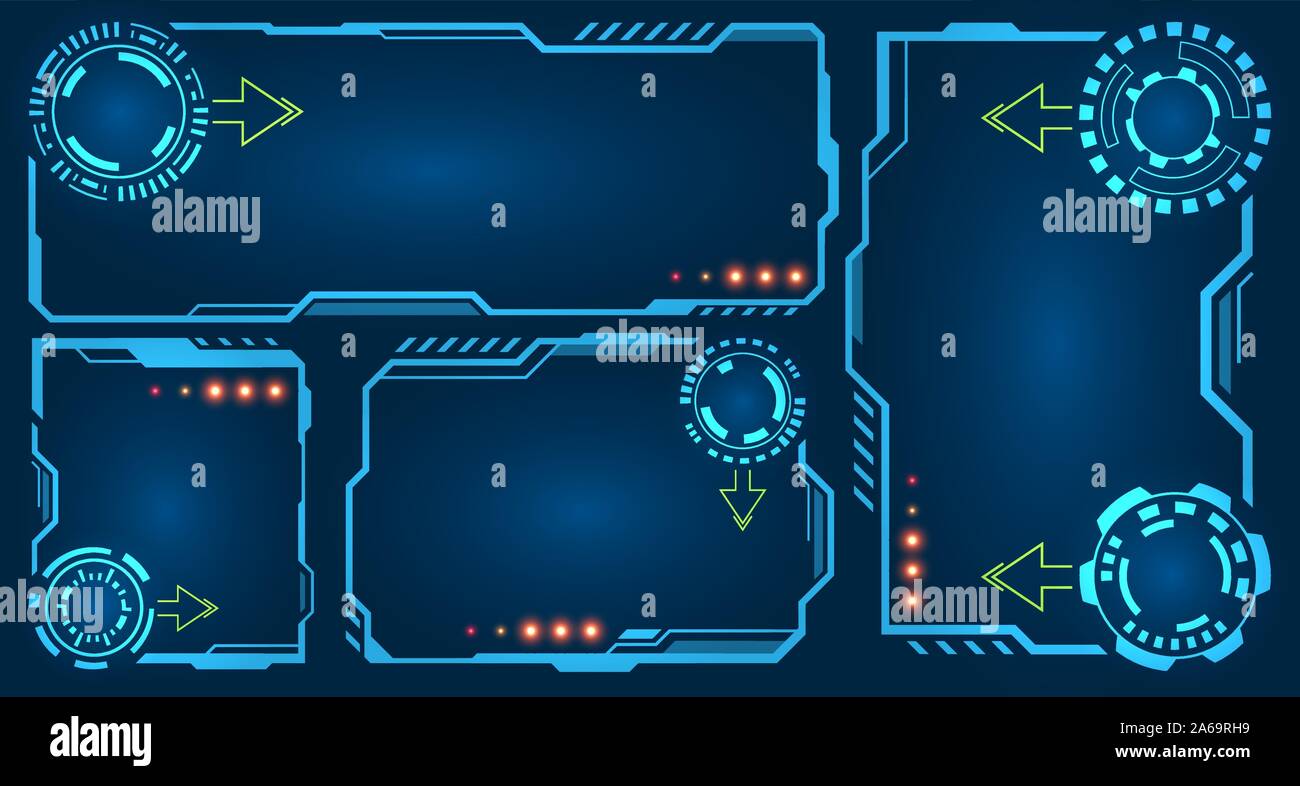 Set Futuristic Empty Frames with HUD Elements, Technology Displays ...