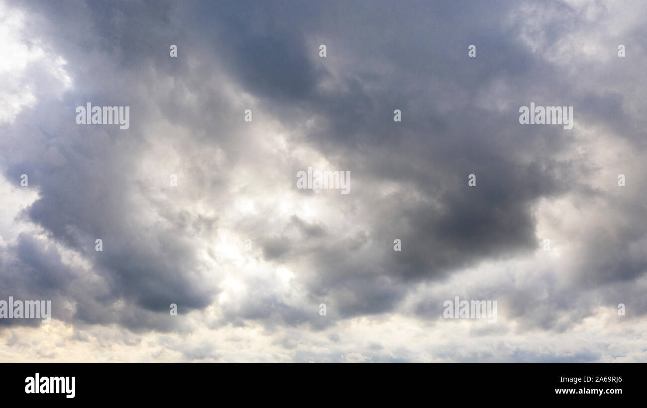 Aerial image of dark Storm clouds over the land. Aerial panorama of ...