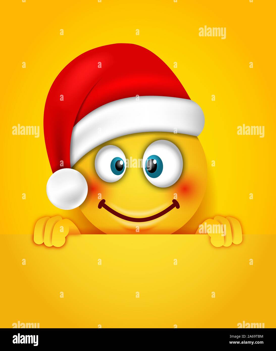 Christmas Happy Cheerful Emoticon in Santa Hat - Illustration Vector ...