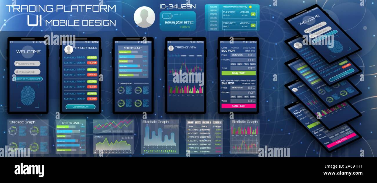 Template for Trading Platform. Mobile Banking Cryptocurrency UI ...