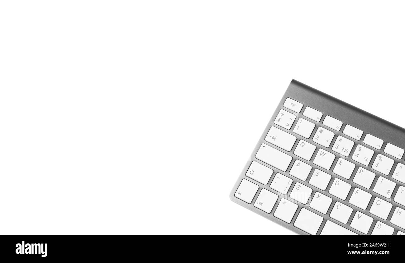Close up computer keyboard isolated on white background with clipping ...