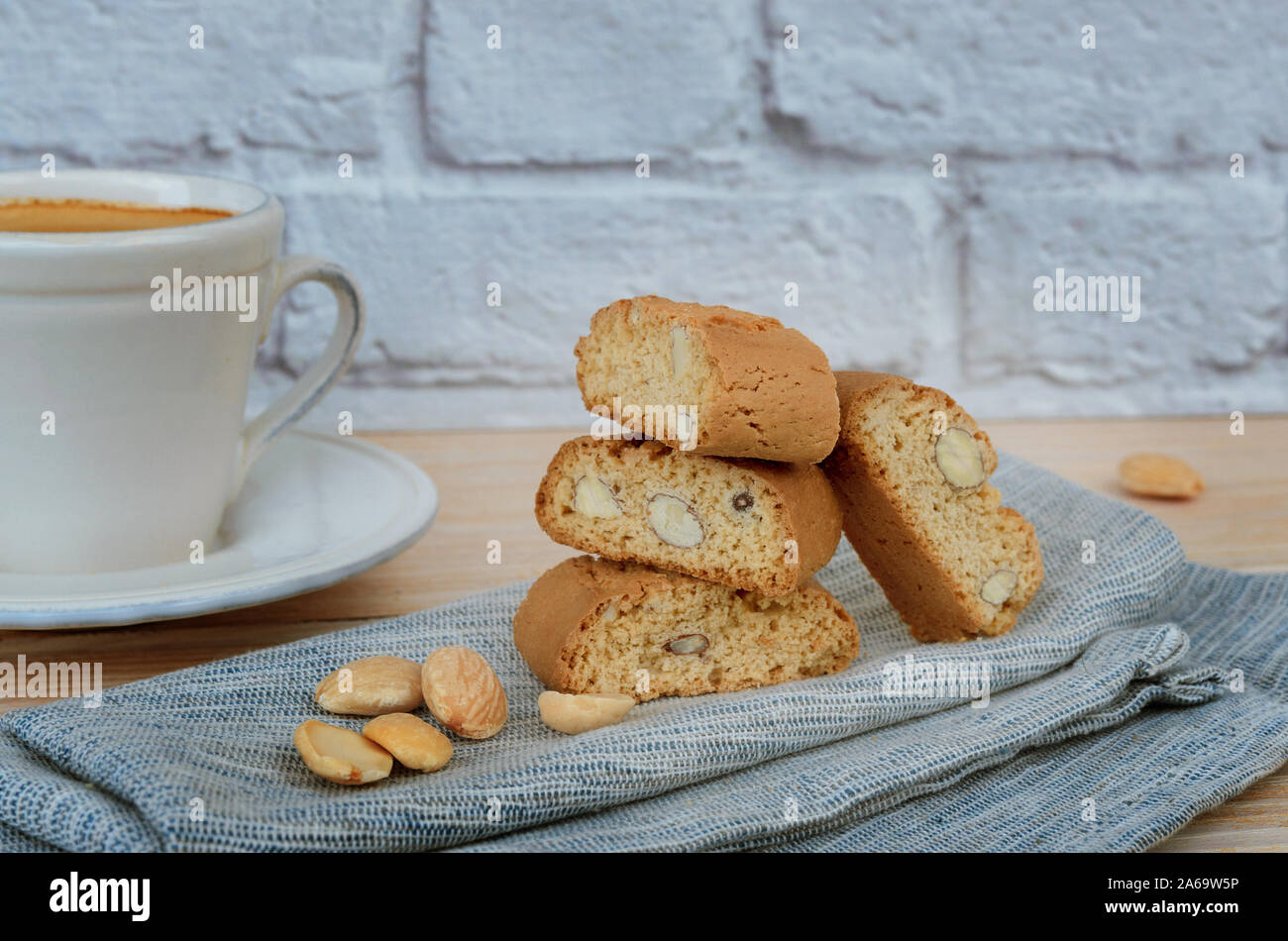 Homemade biscotti cantuccini, Italian almond sweets biscuits with cup ...