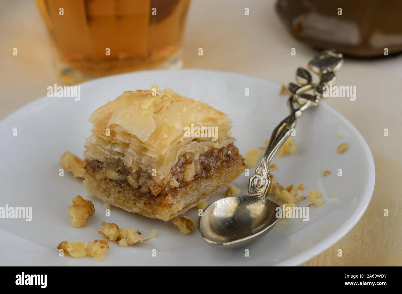 Baklava, sweet pastry made of layers filled with nuts and honey ...