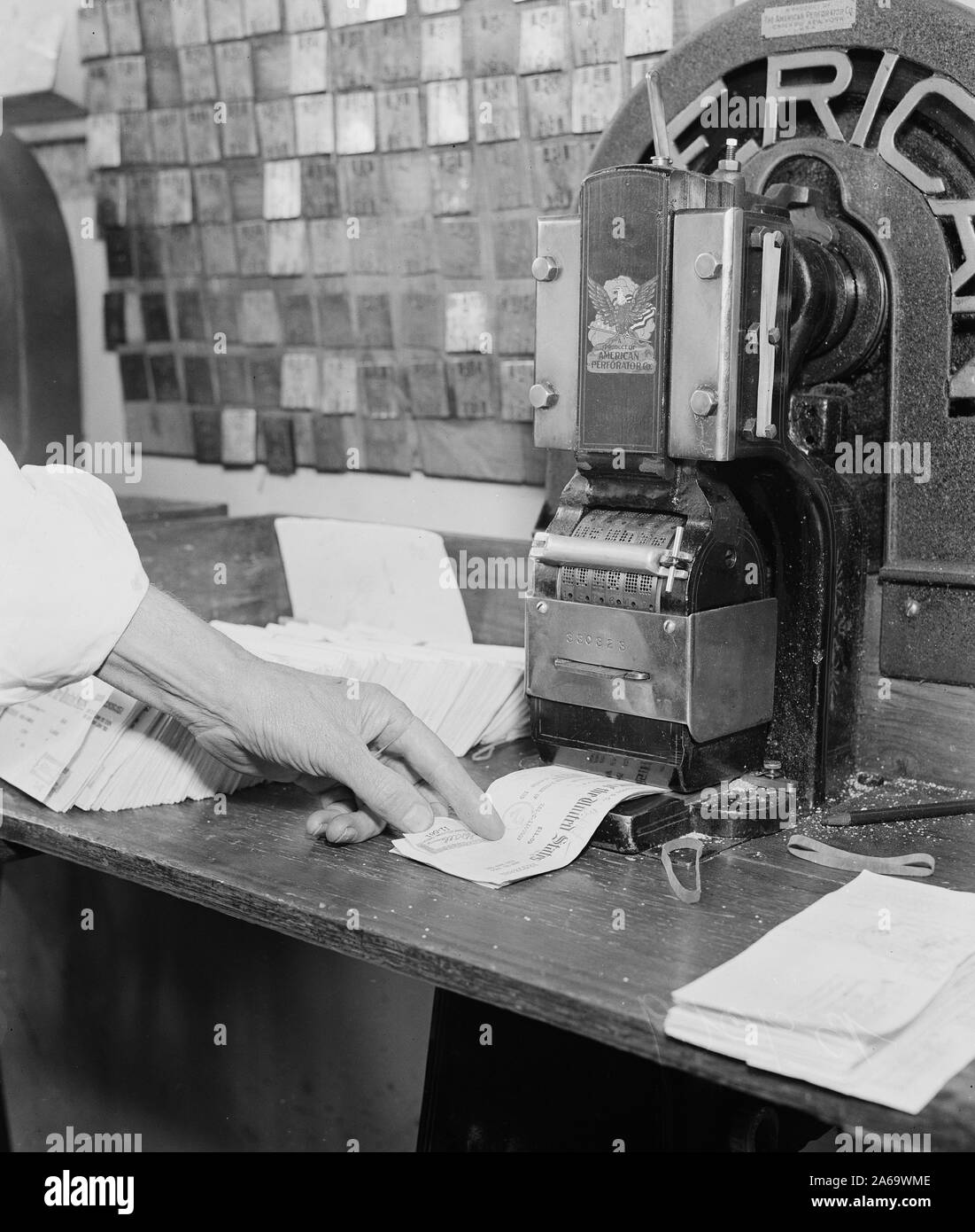 Machine used for printing U.S. Treasury checks ca. 1936 Stock Photo - Alamy