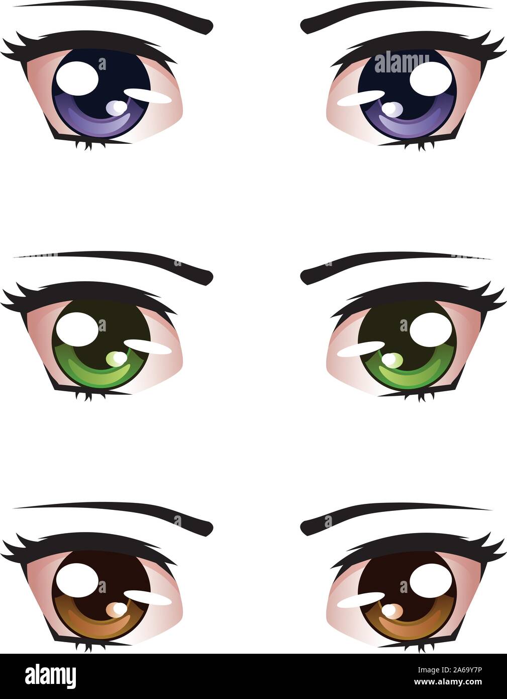 Set of colorful cartoon female eyes on white background Stock Vector ...