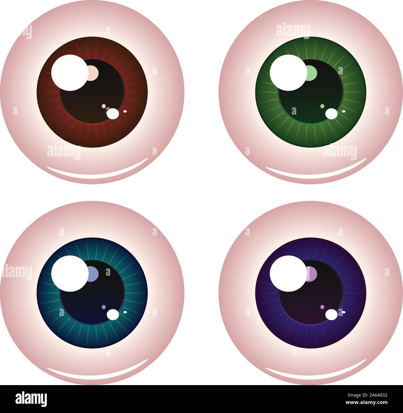 Illustration of eye balls in different colors on white background Stock ...