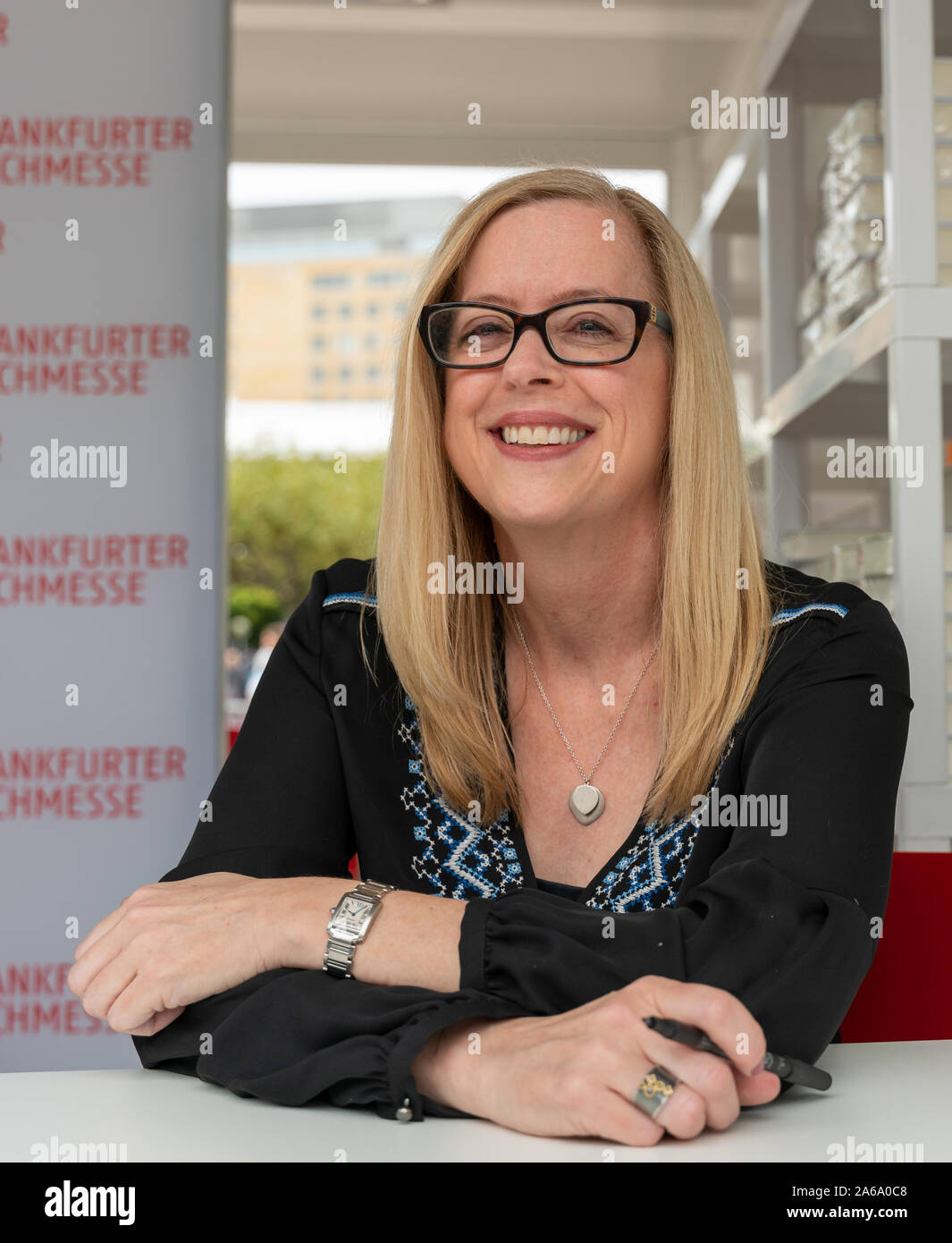 FRANKFURT AM MAIN, Germany - October 20 2019: Karen M. McManus signing ...