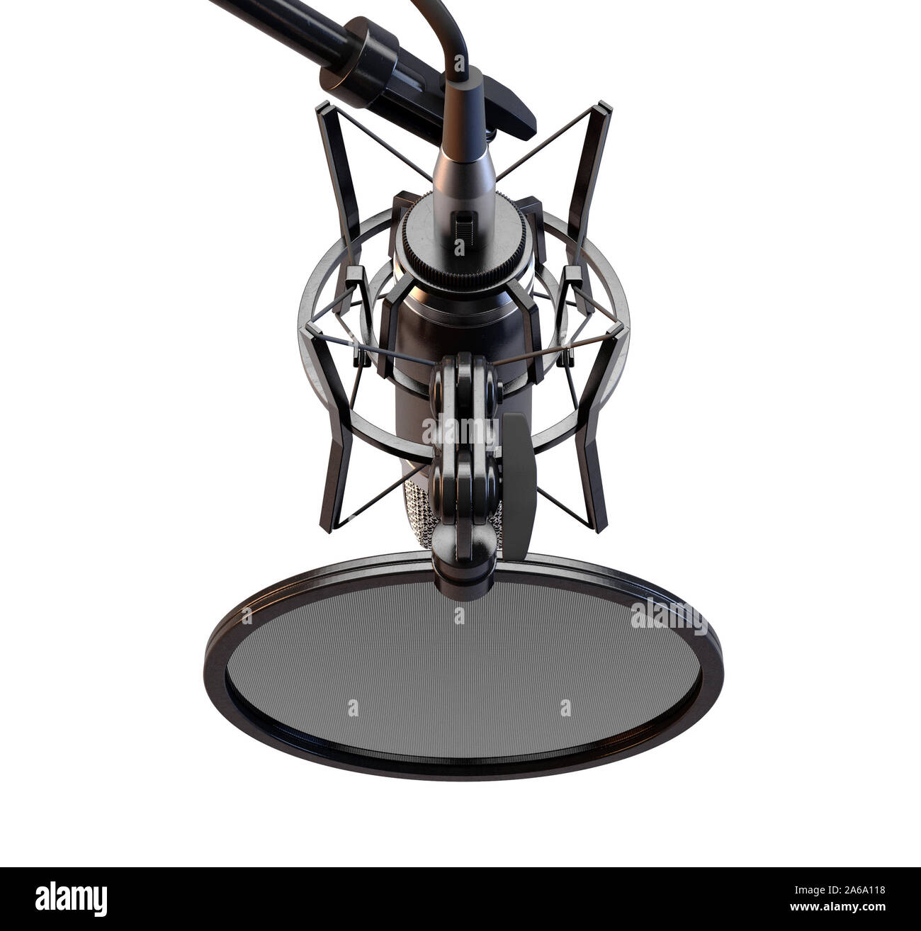 A professional condenser microphone assempled with a filter and stand ...