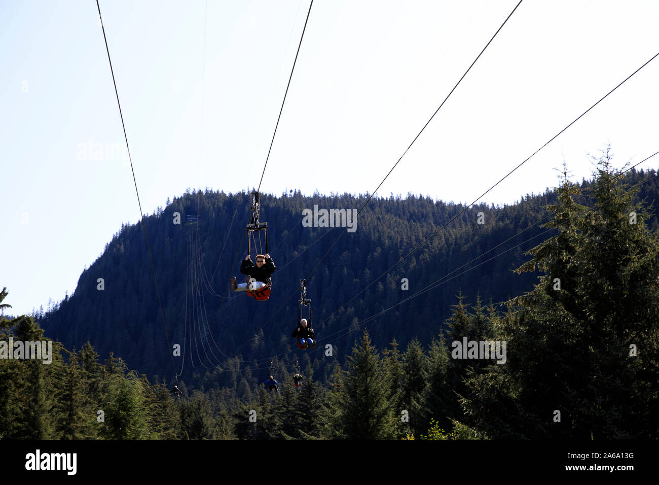 Zip line at Strait Point, Strait Point, Alaska, USA Stock Photo - Alamy