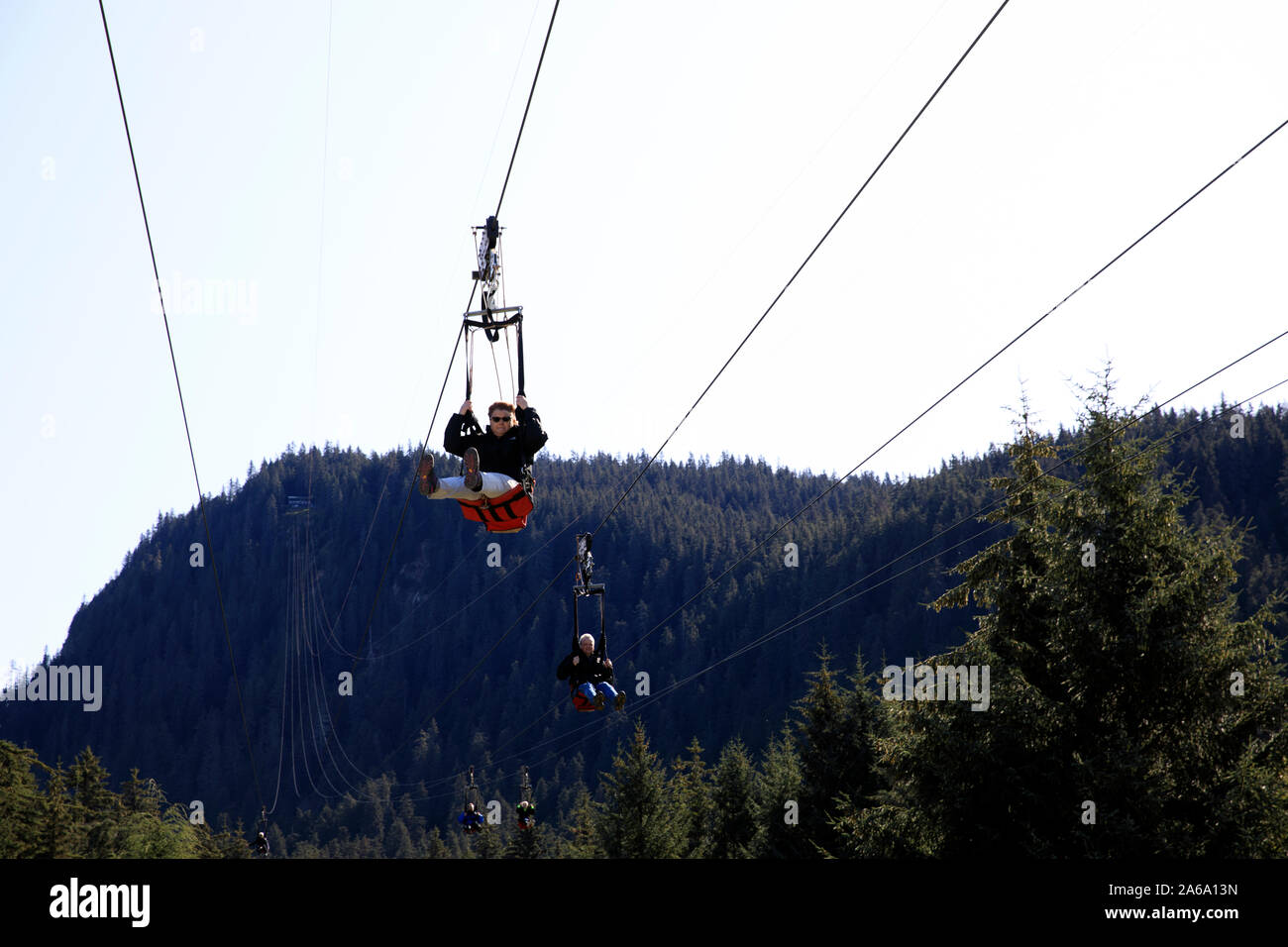 Zip line at Strait Point, Strait Point, Alaska, USA Stock Photo - Alamy