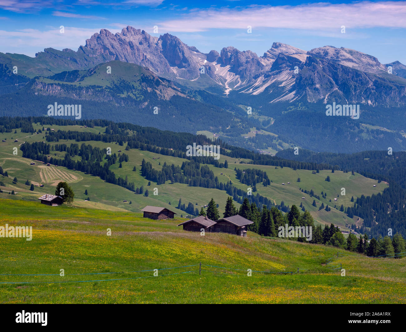 Near Compatsch village, Seiser Alm, Dolomites plateau, largest Alpine ...
