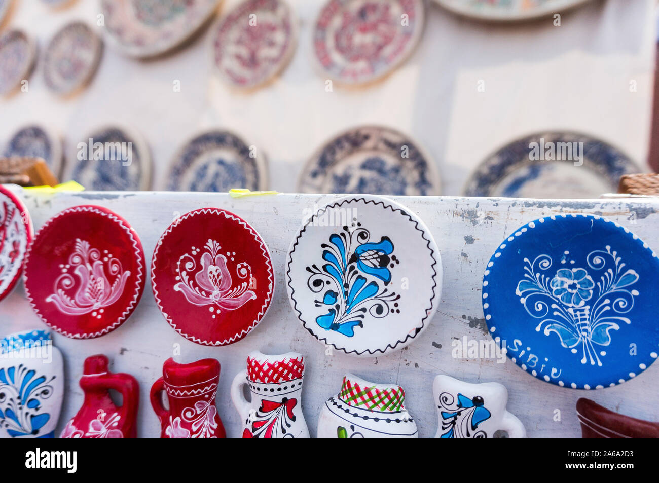 Incredible colorful ceramics pottery painted vivid color. Horezu ...