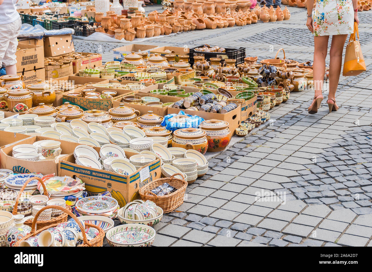 Incredible colorful ceramics pottery painted vivid color. Horezu ...