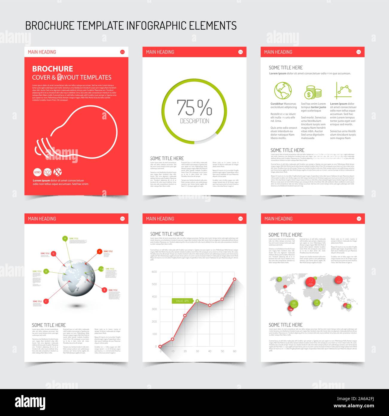 Set of modern brochure flyer design templates with graphs, charts and ...