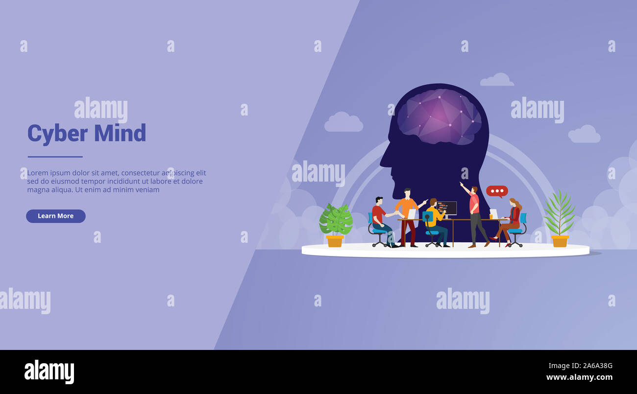 cyber mind technology brain concept for website template or landing ...