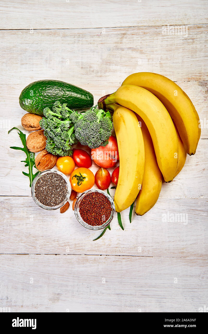 Heart shape of food health for heart. Ingredients for healthy foods ...
