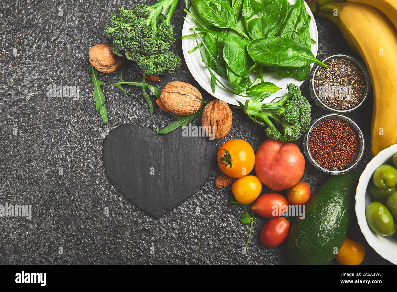 Heart shape of food health for heart. Ingredients for healthy foods ...