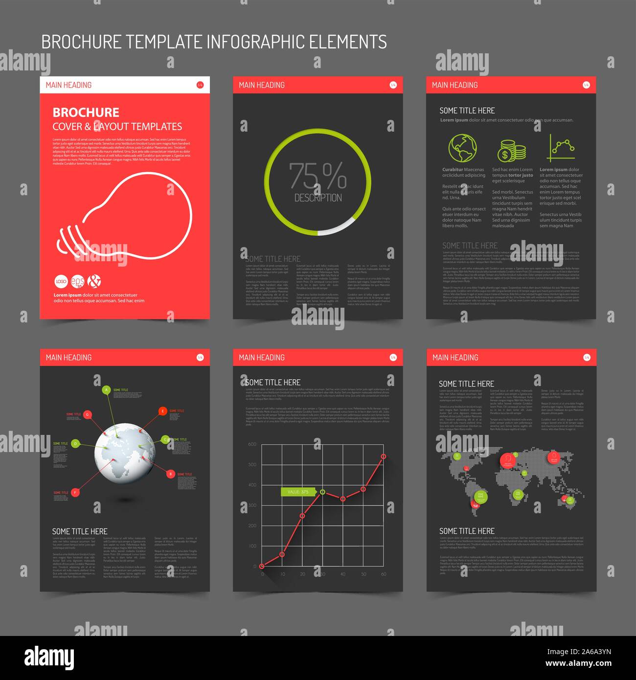 Set of modern brochure flyer design templates with graphs, charts and ...