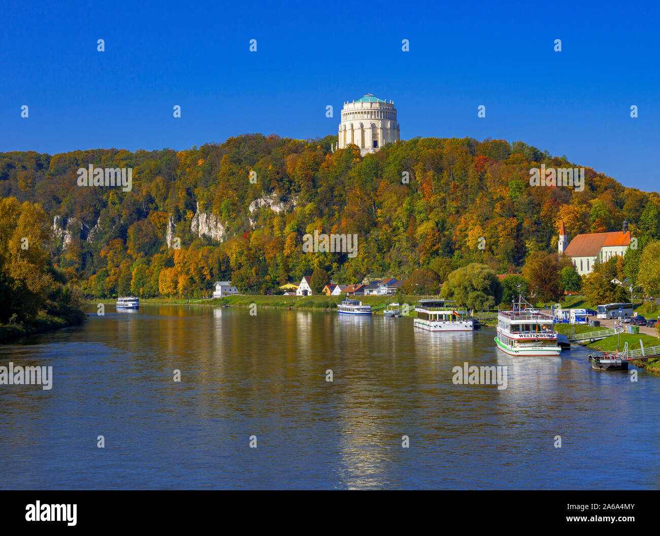 Liberation Hall and Danube, Kelheim, Danube Gorge Nature Reserve, Lower ...