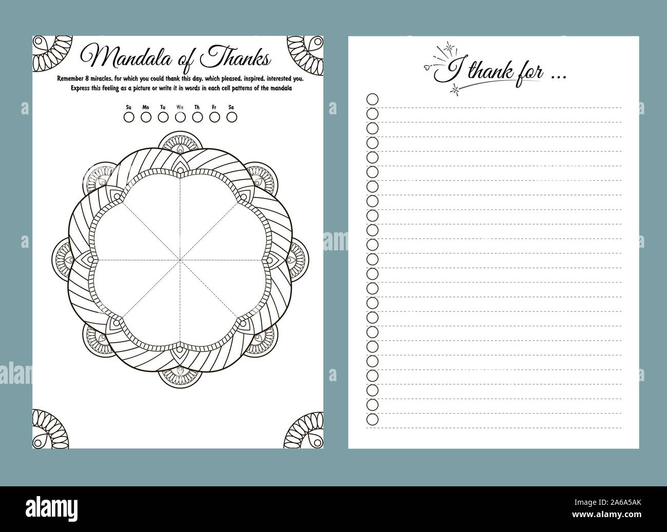 set of sheets in a notebook, planner. A diary of thanks. The task to ...