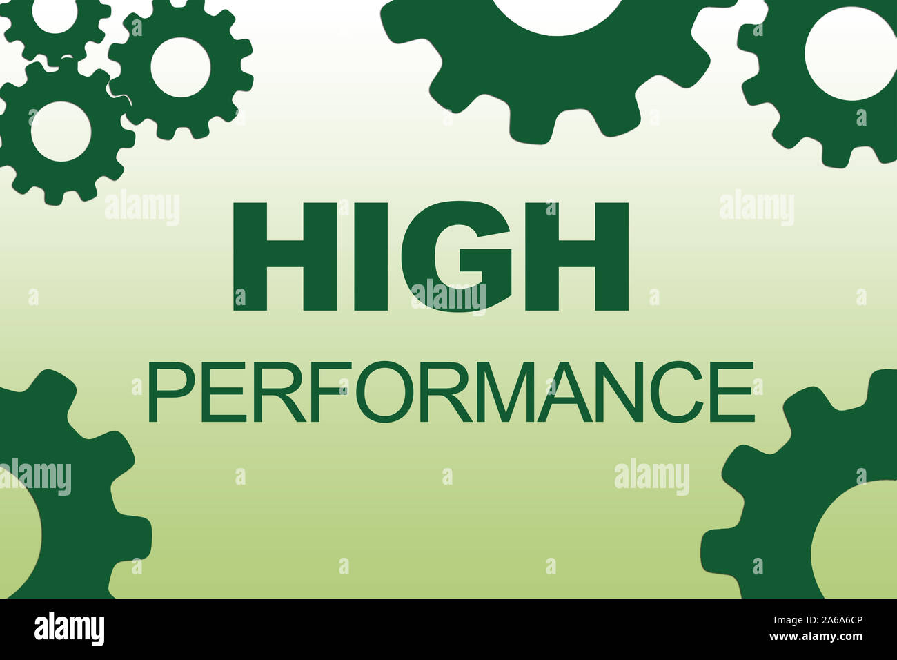 HIGH PERFORMANCE sign concept illustration with green gear wheel ...