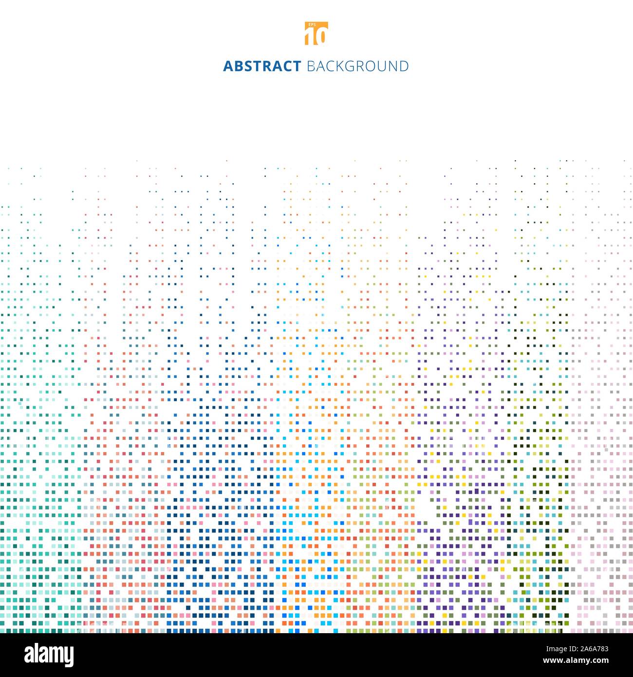 Abstract fading colorful rainbow pixel pattern on white background and ...