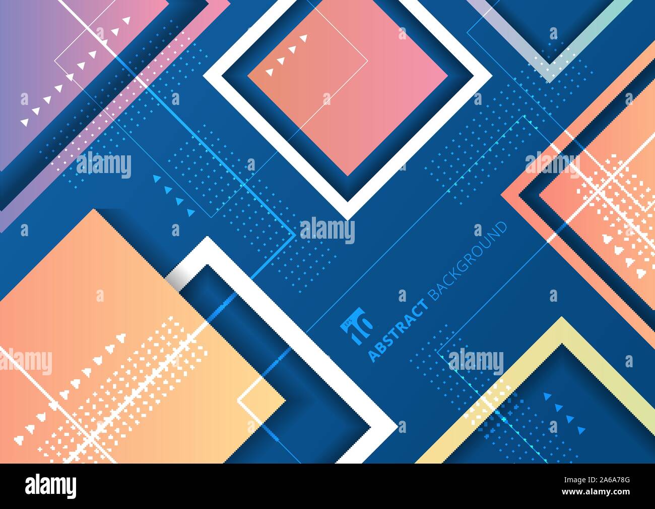 Abstract colorful gradient geometric squares shape on blue background ...