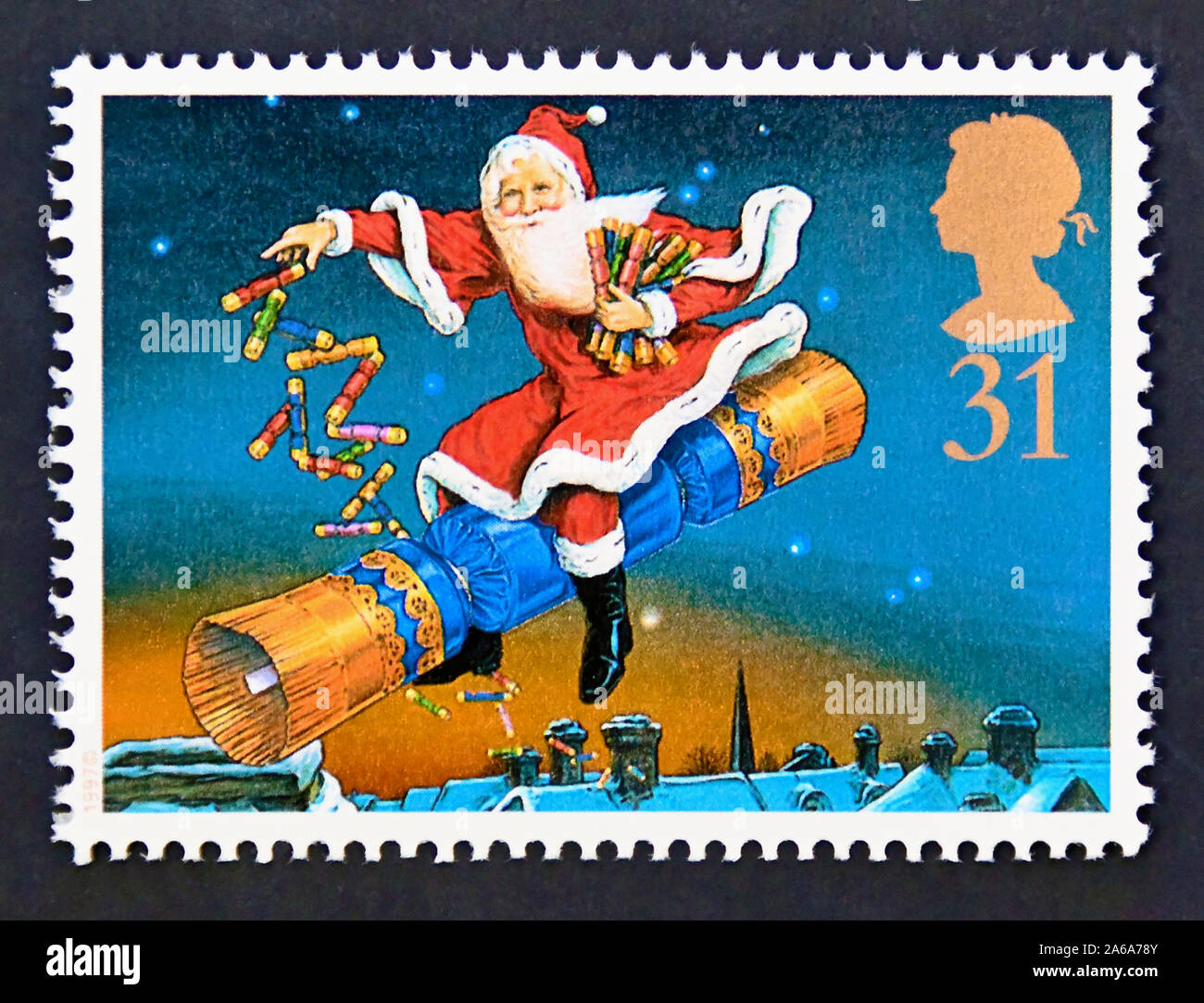 Postage stamp. Great Britain. Queen Elizabeth II. Christmas 1997. 150th ...
