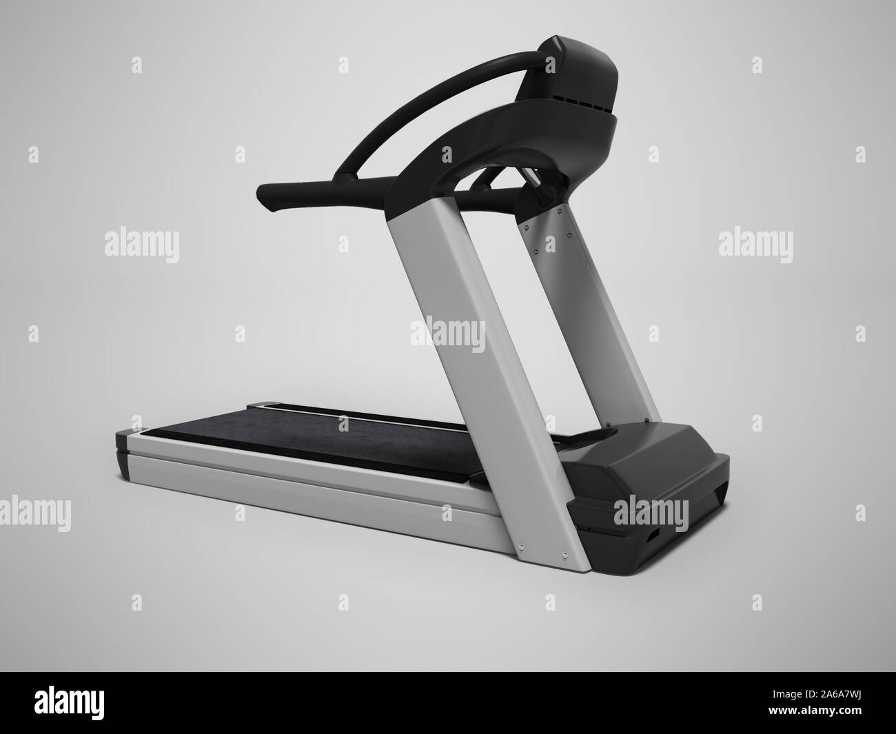 Modern sports treadmill for training in the gym 3d render on gray ...