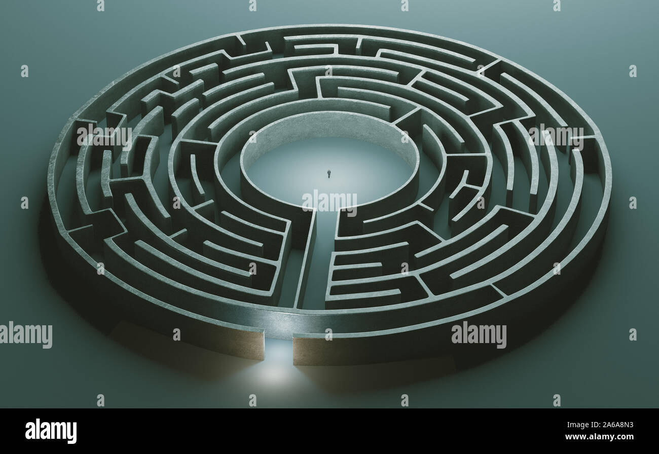 Businessman inside to the maze. 3d rendering Stock Photo - Alamy
