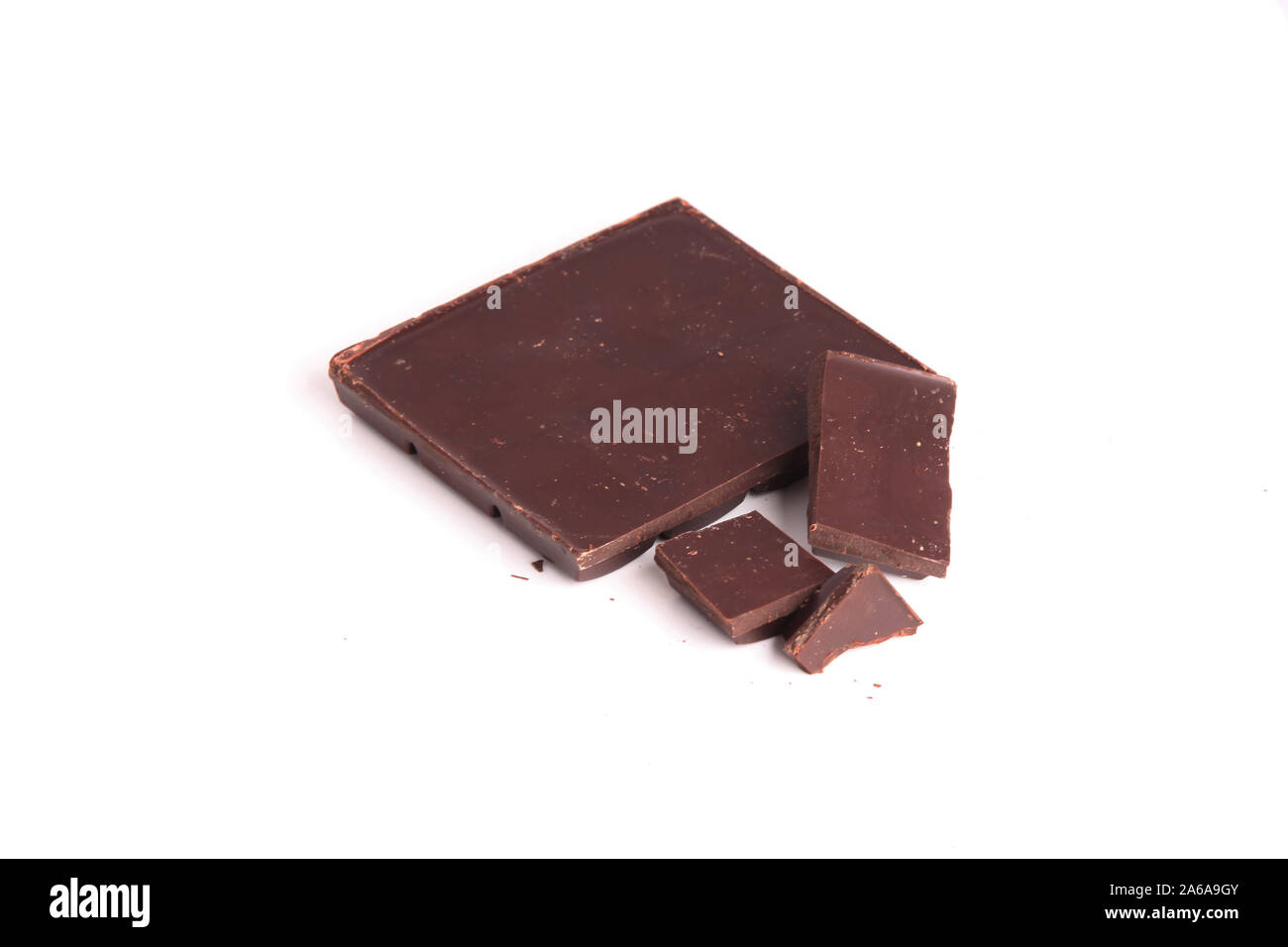 Chunks of chocolate isolated on white background with copy space Stock ...