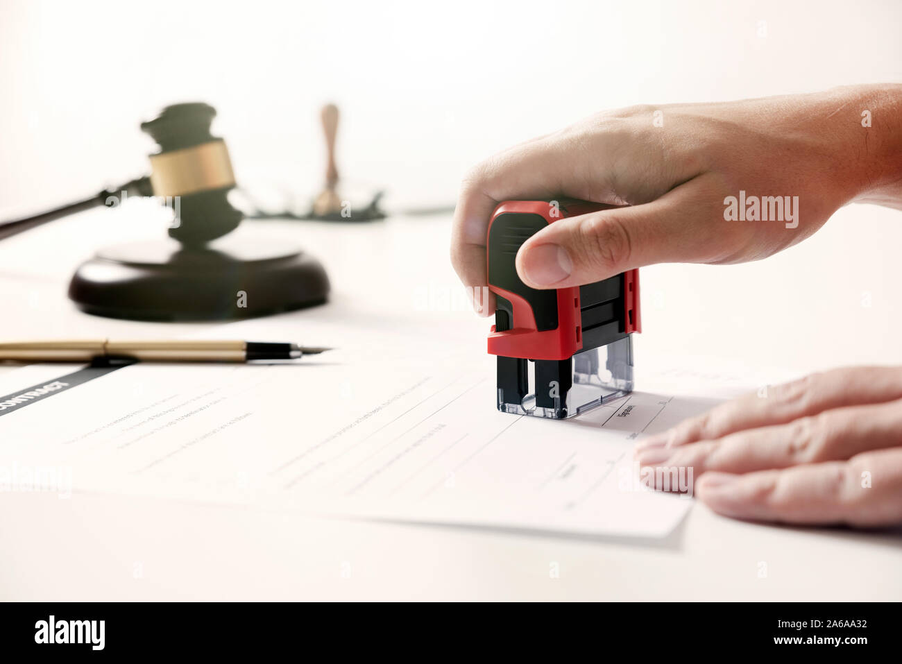 Lawyer, attorney working in office. Notary signs document. Law, legal ...