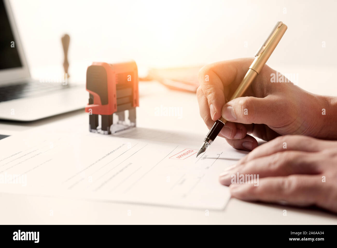 Lawyer, attorney working in office. Notary signs document. Law, legal ...