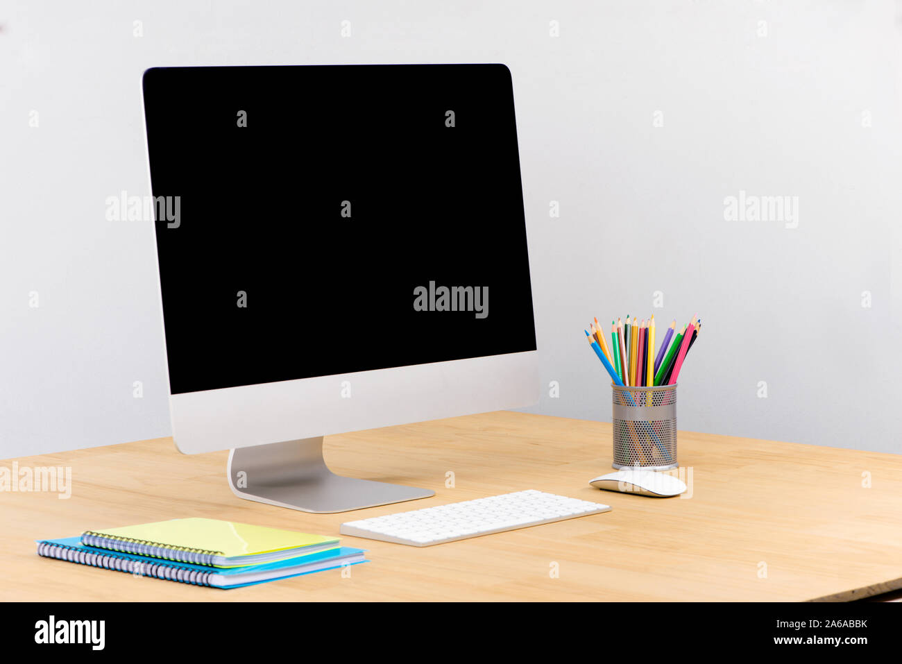 Workplace with modern computer on table Stock Photo - Alamy