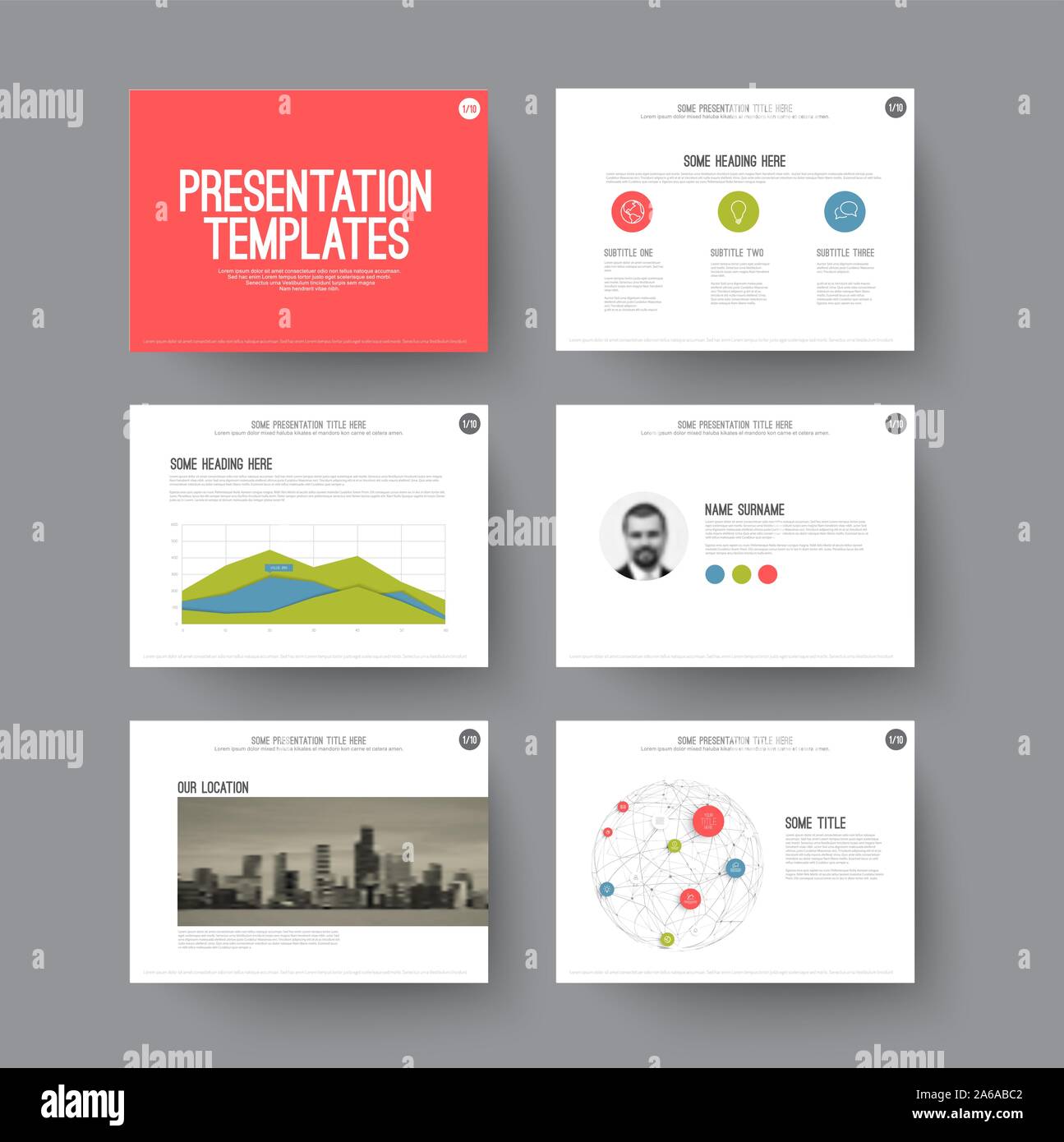 Vector Template for presentation slides with graphs and charts Stock ...