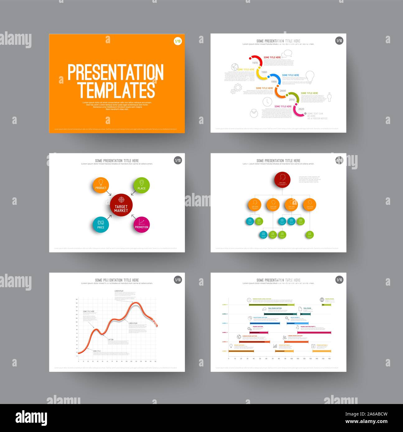 Vector Template for presentation slides with graphs and charts Stock ...