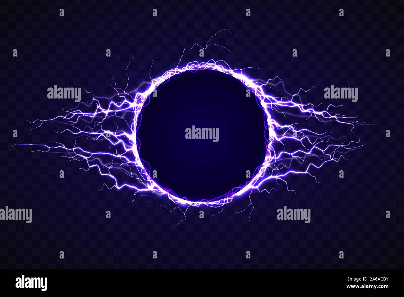 Electric circle with lightning effect. Energy flash ring Stock Vector ...