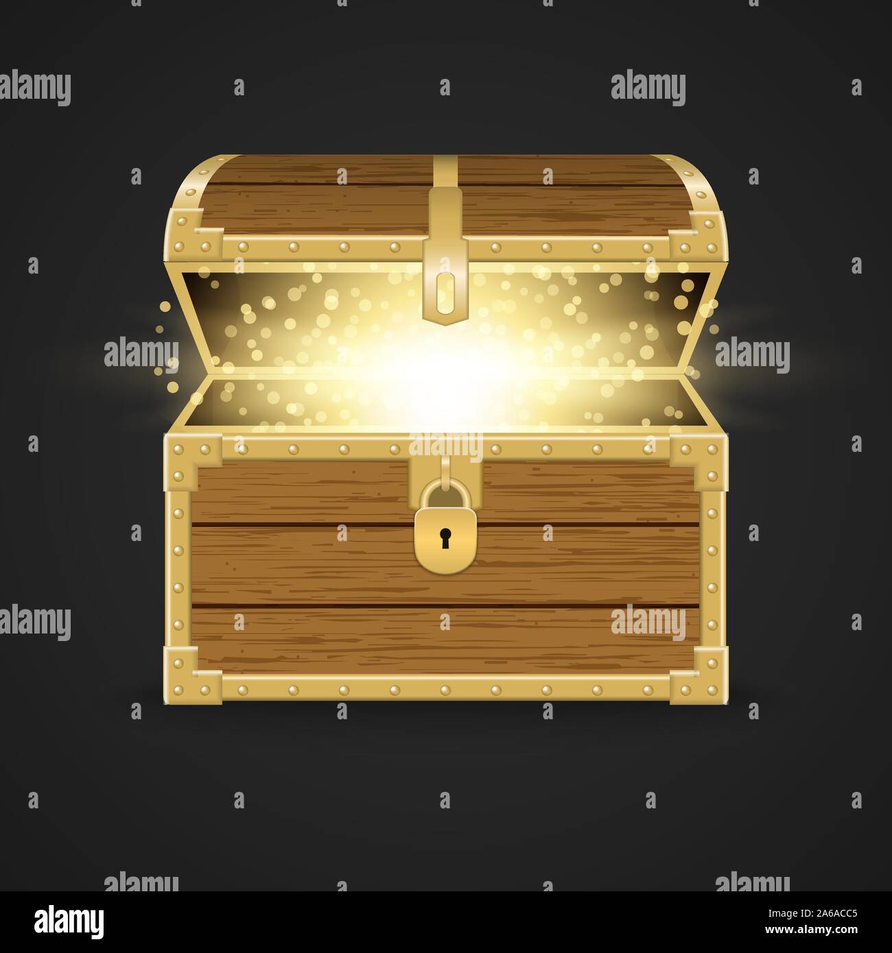 Opened realistic wooden chest with golden light Stock Vector Image ...
