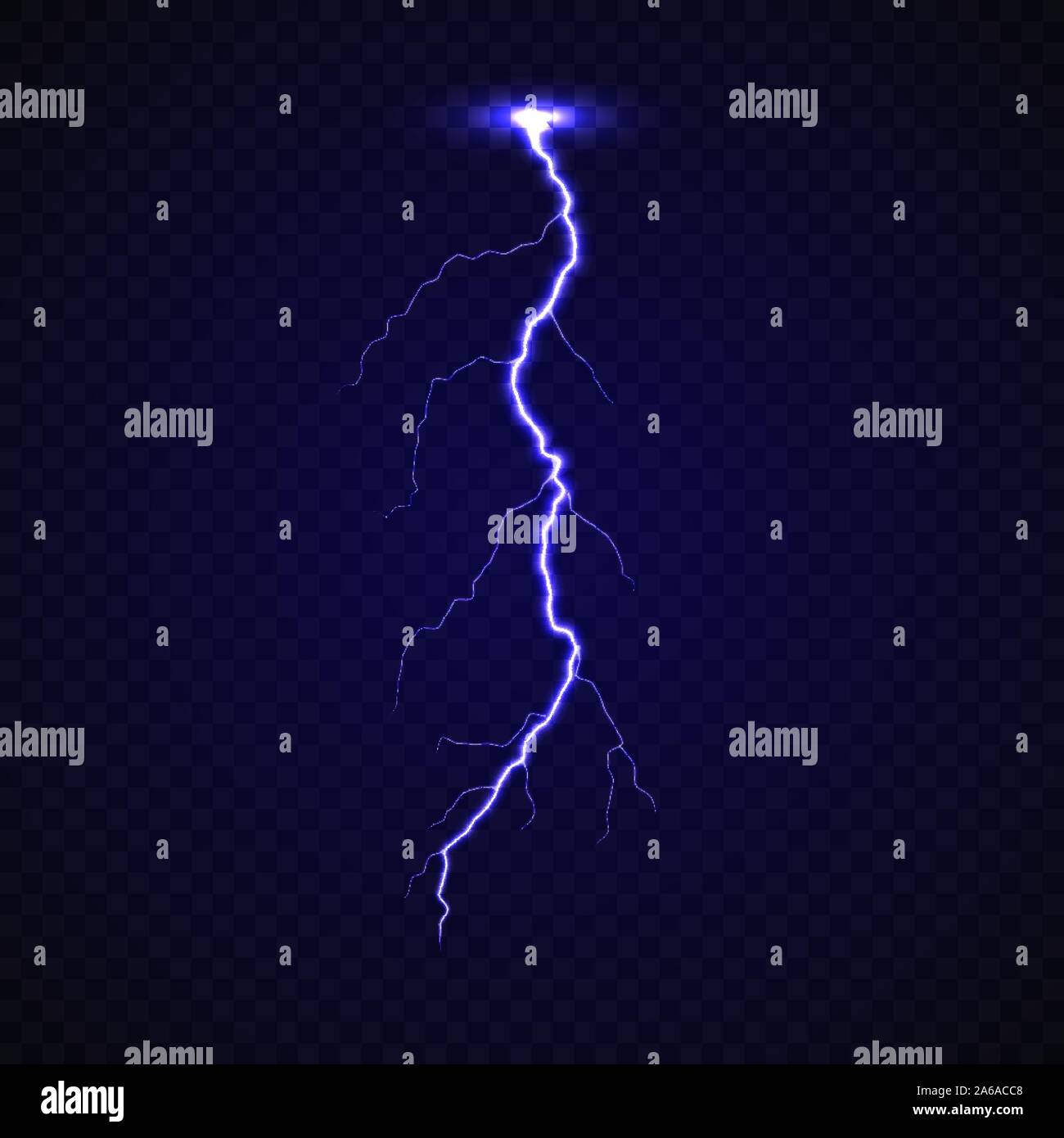 Realistic lightning thunder bold strike. Vector illustration Stock ...