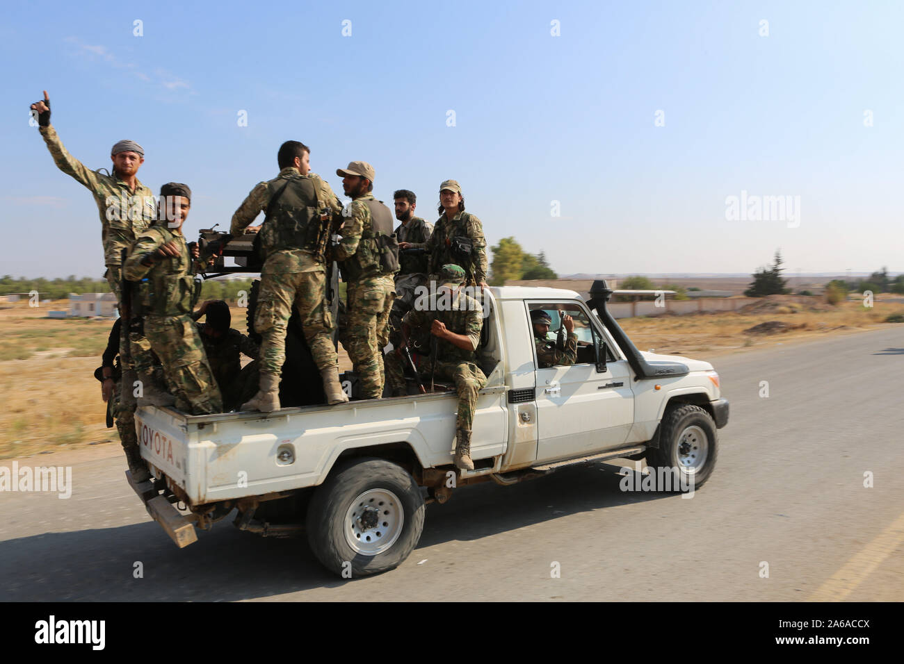 October 21, 2019: Tal Abyad, Syria. 22 October 2019. Fighters of the ...
