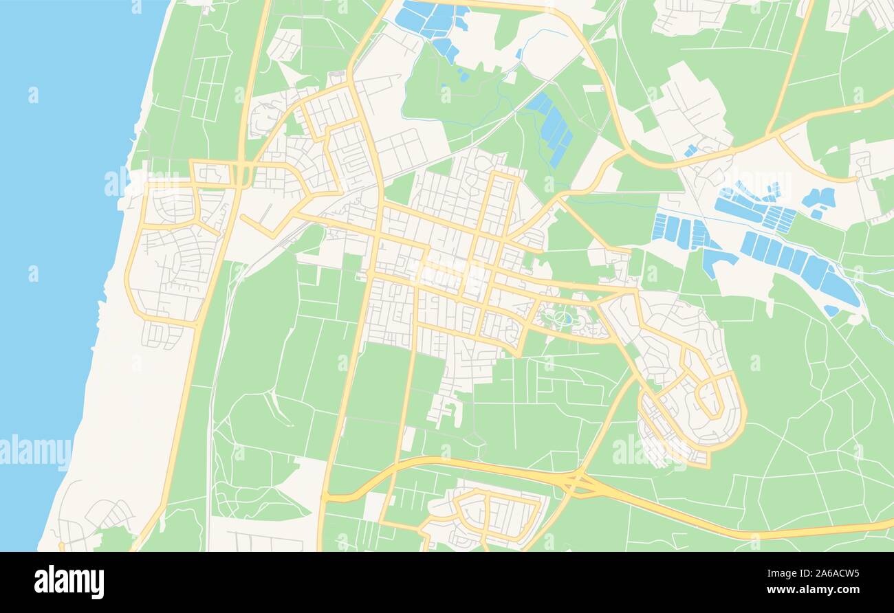 Printable street map of Hadera, District Haifa, Israel. Map template ...