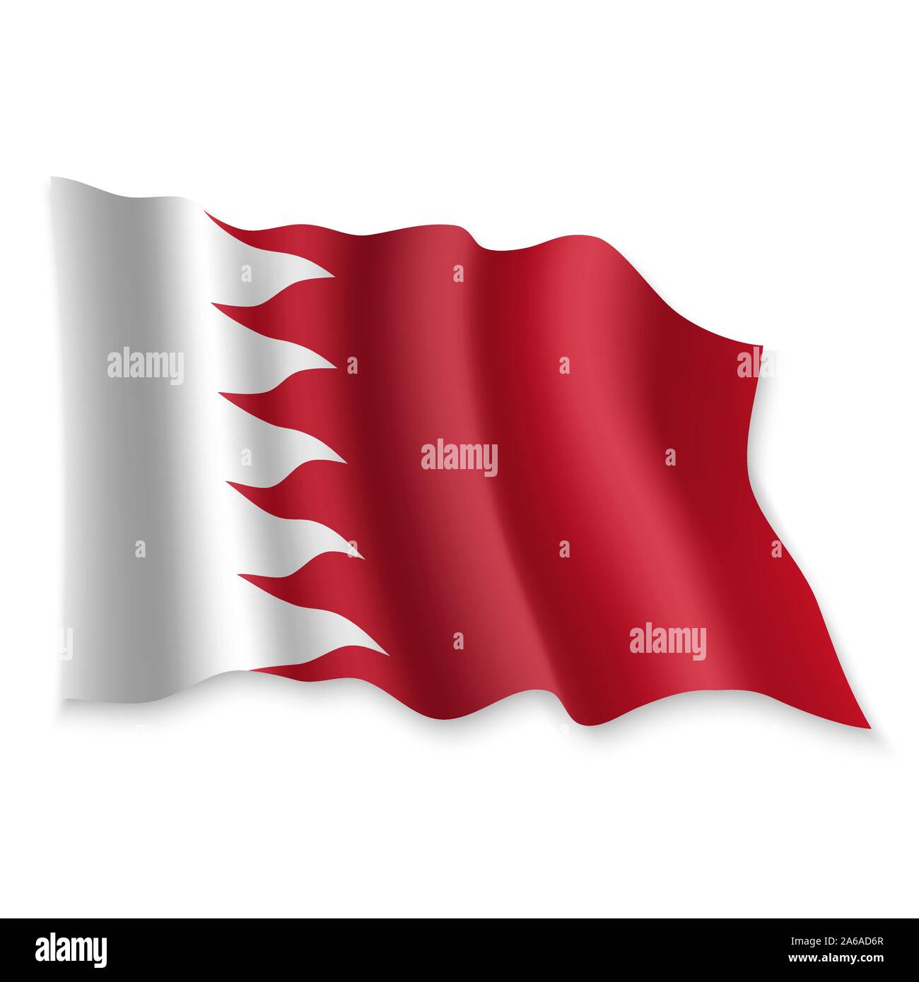 3D Realistic waving Flag of Bahrain on white background Stock Vector ...