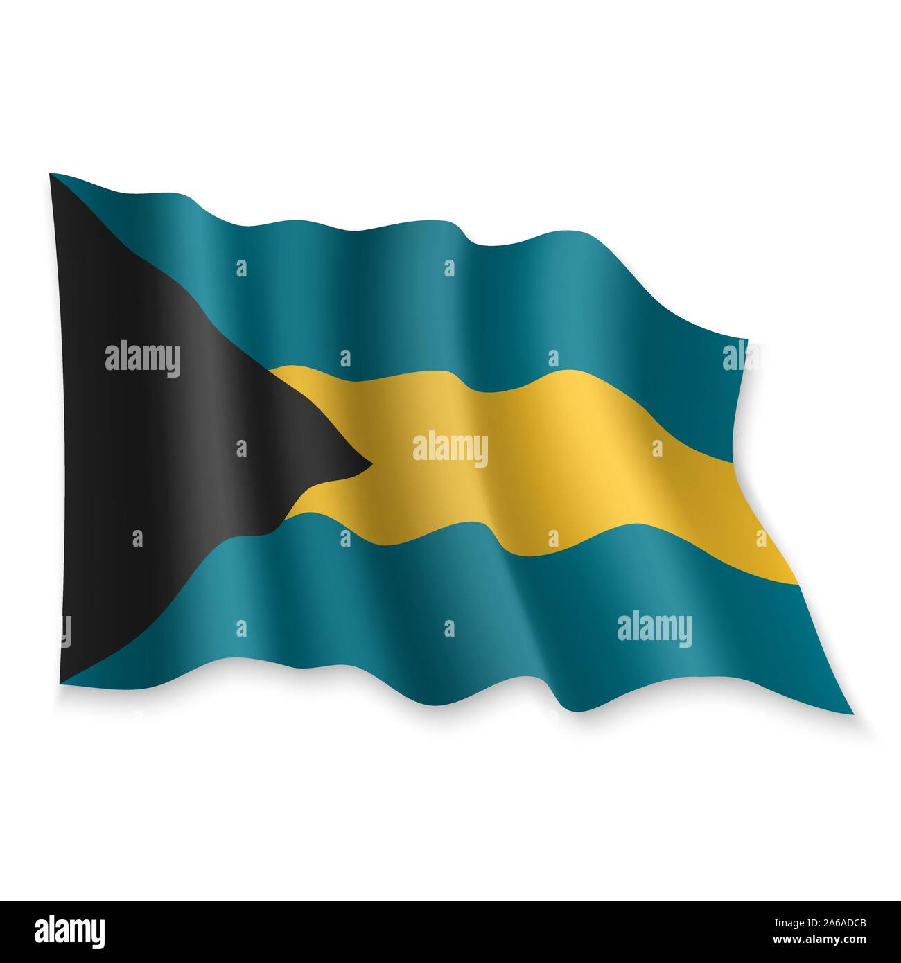 3D Realistic waving Flag of Bahamas on white background Stock Vector ...