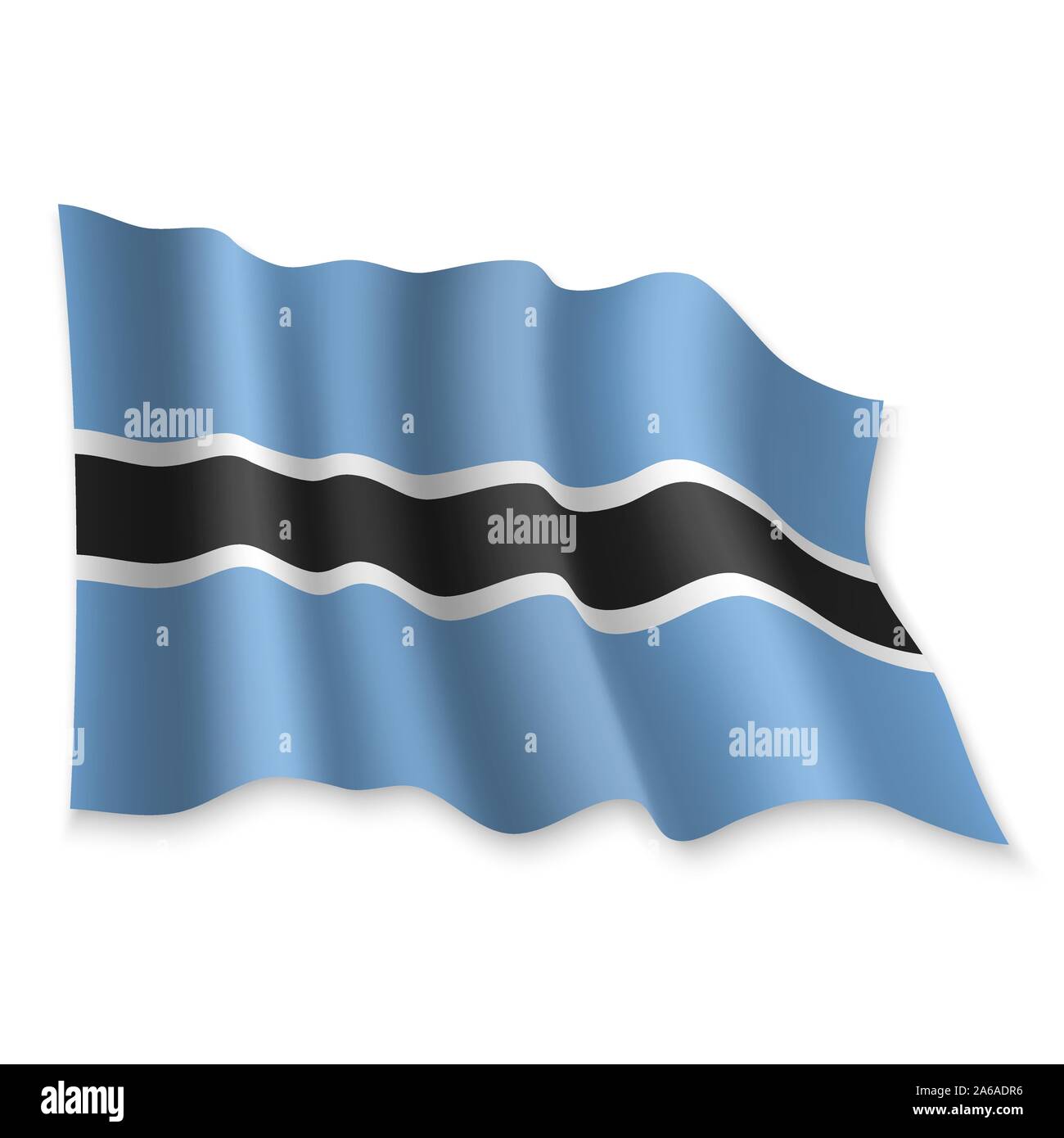 3D Realistic waving Flag of Botswana on white background Stock Vector ...