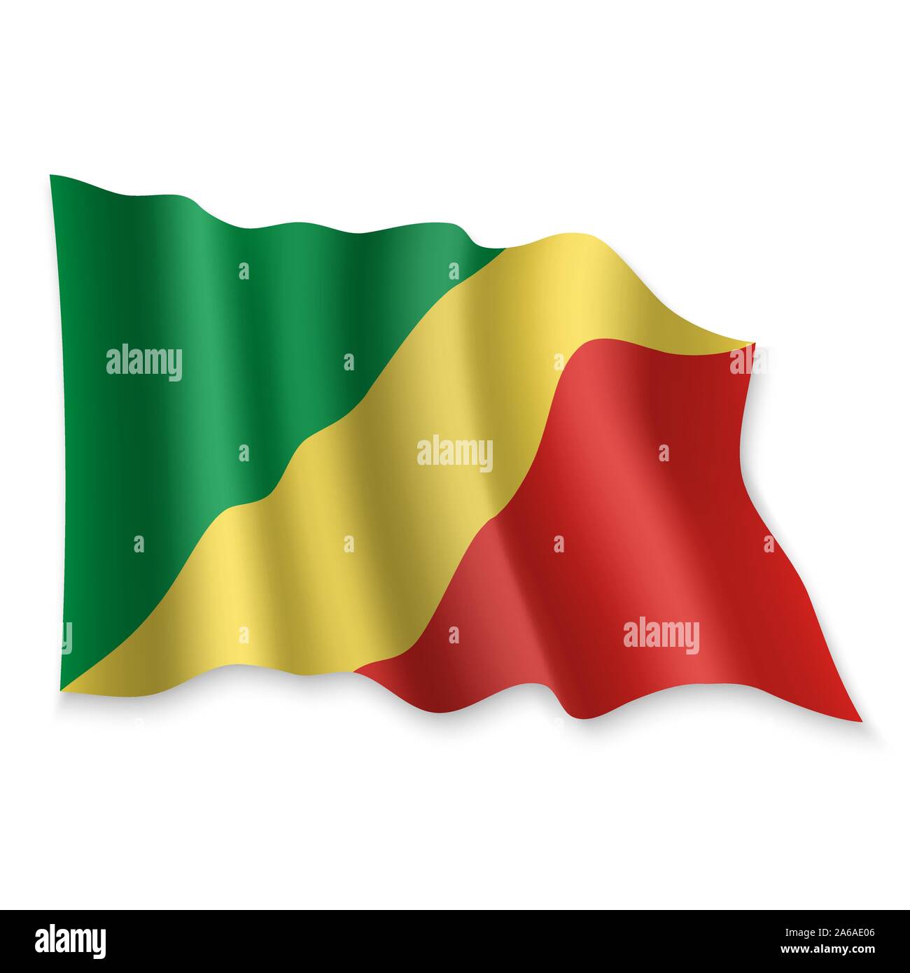 3D Realistic waving Flag of Congo on white background Stock Vector ...